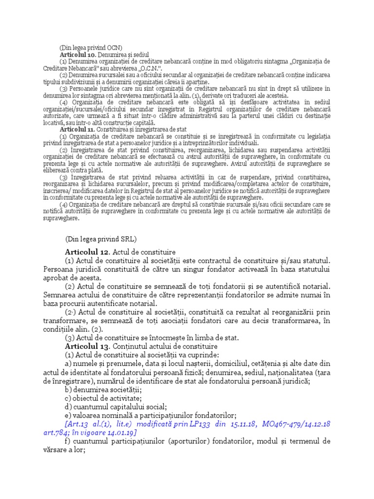 Constituirea Unui OCN | PDF