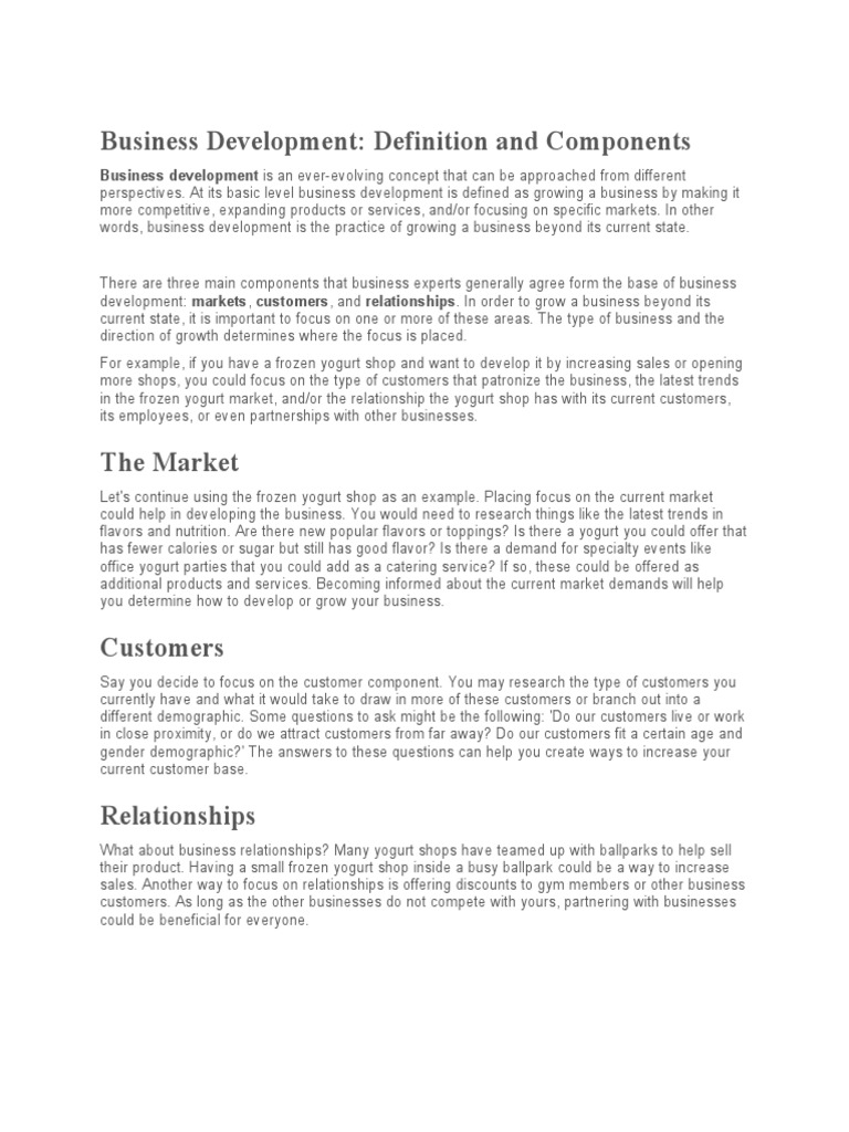 Business Development: Definition and Components | PDF | Market ...