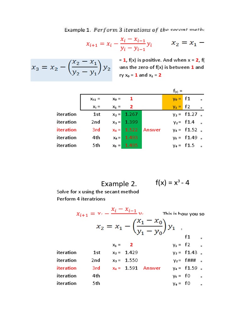 Secant Method (Example 1 & 2) | PDF | Mass | Classical Mechanics