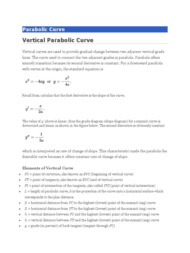 Parabolic Curve Design in Engineering | PDF | Teaching Methods ...