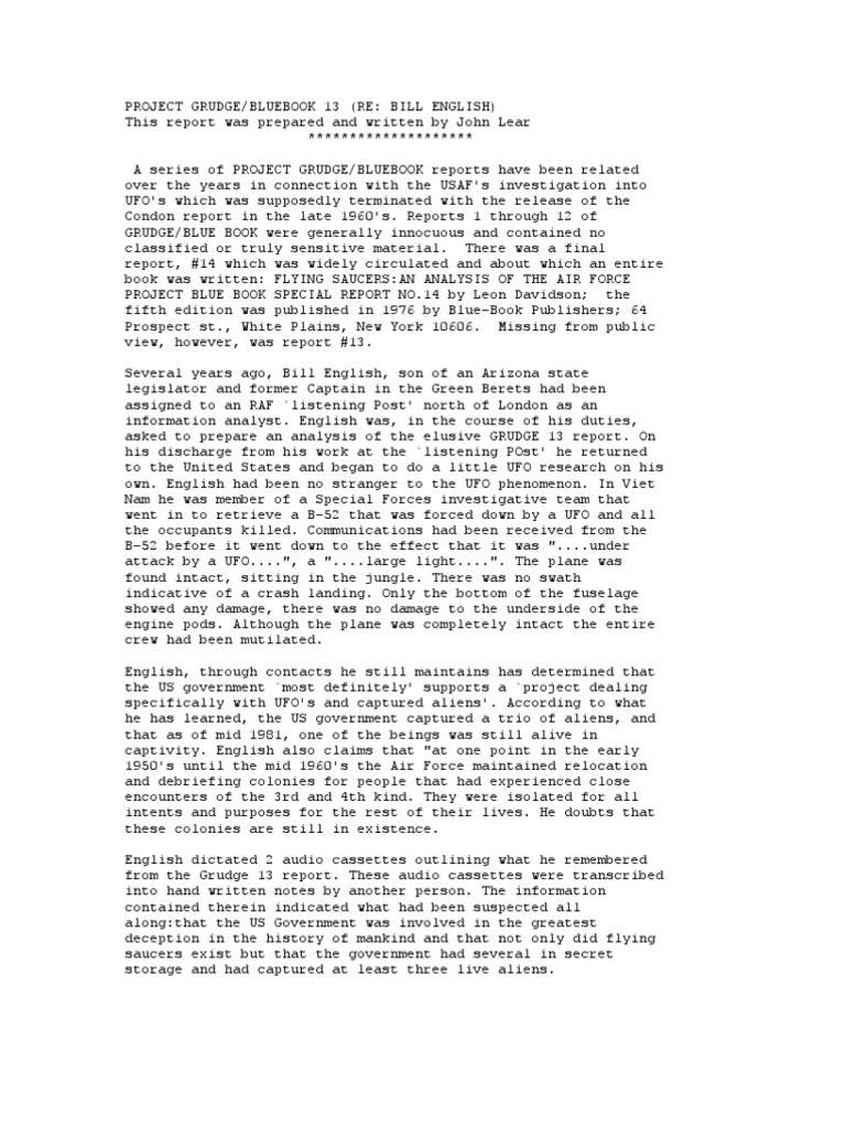 PROJECT GRUDGE-BLUEBOOK 13 | Unidentified Flying Object | Skull