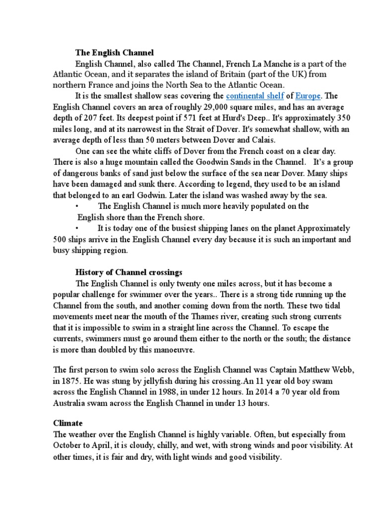 The Seas. The English Channel. The Channel Tunnel. | PDF | Sea | Earth ...