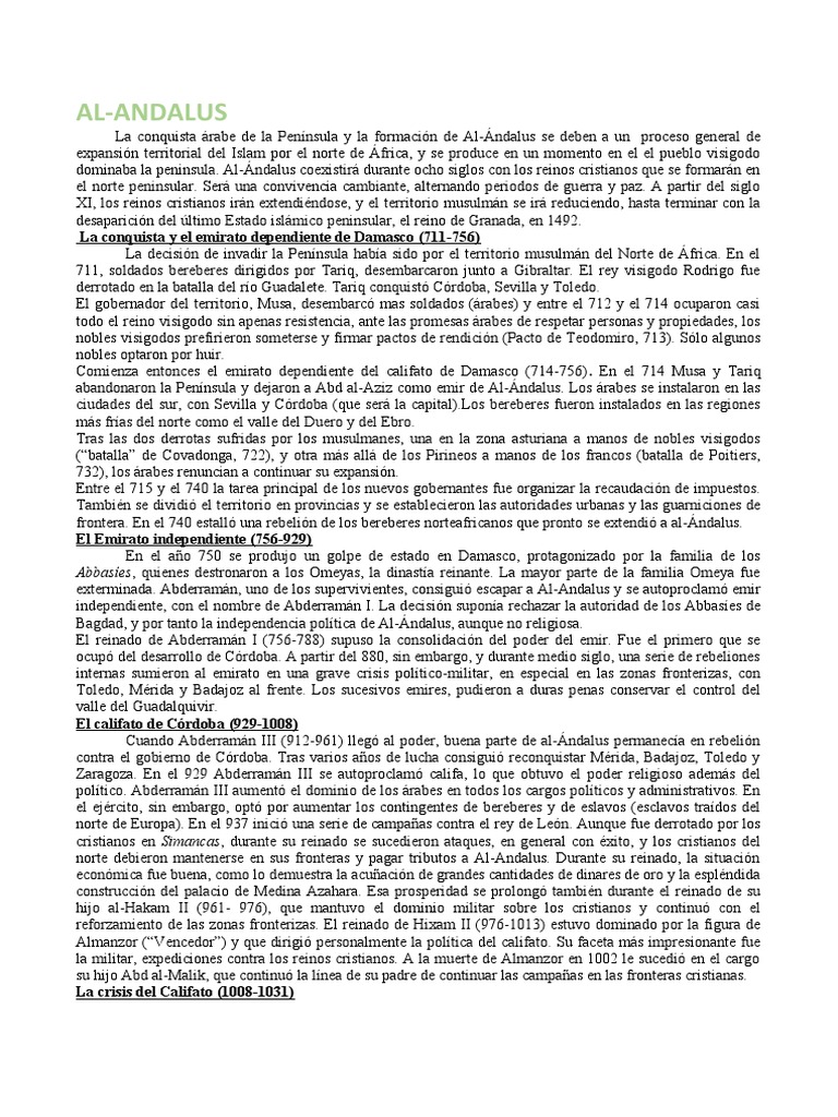 Historia de Al-Ándalus: Conquista y Caída | PDF | Al Andalus | Edades ...