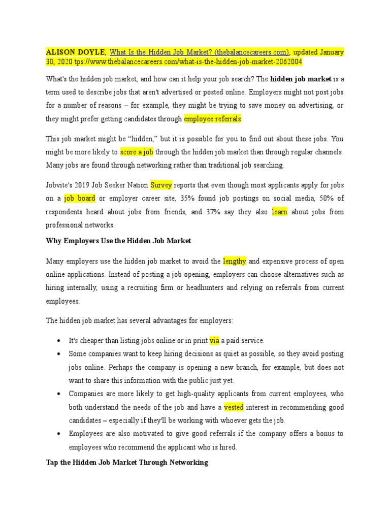 The Hidden Job Market | PDF | Recruitment | Employment