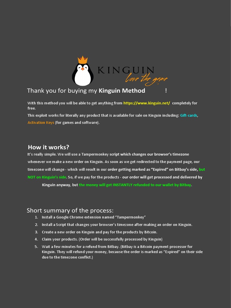 Thank You For Buying My Kinguin Method !: How It Works? | PDF | Bitcoin ...