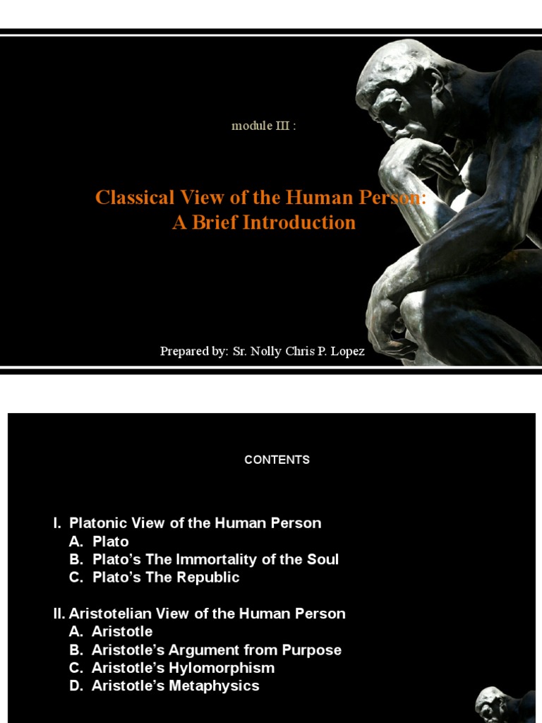 Classical View of The Human Person | PDF | Plato | Aristotle