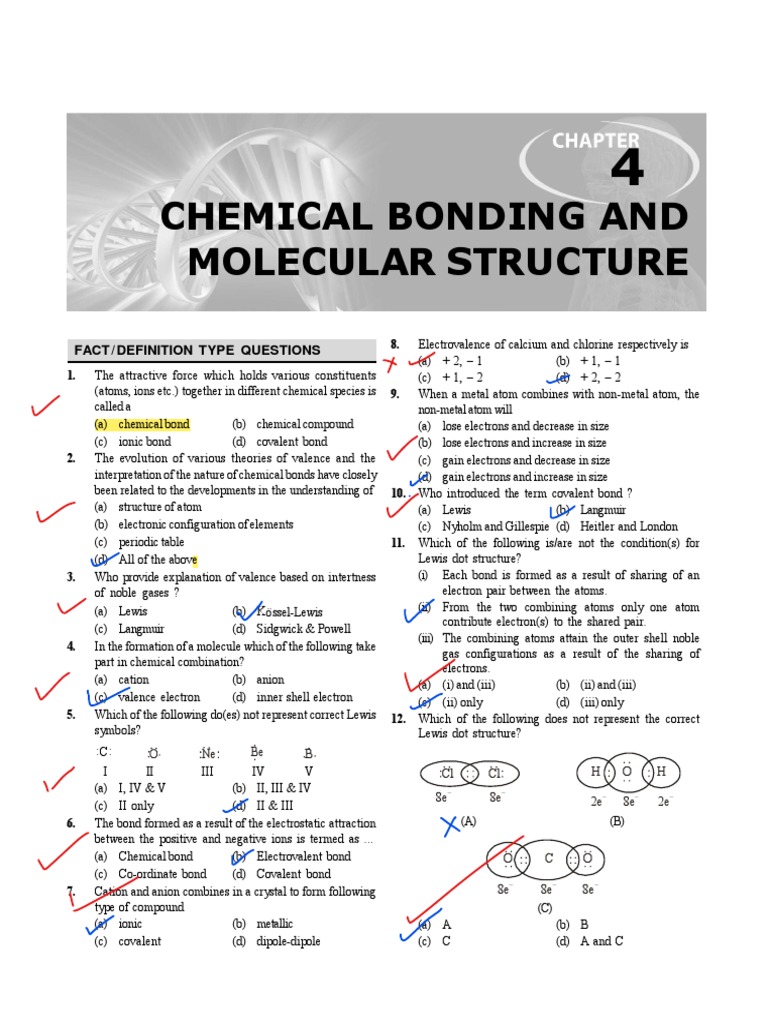 Chemical Bonding Neet Qns | PDF | Ionic Bonding | Chemical Bond