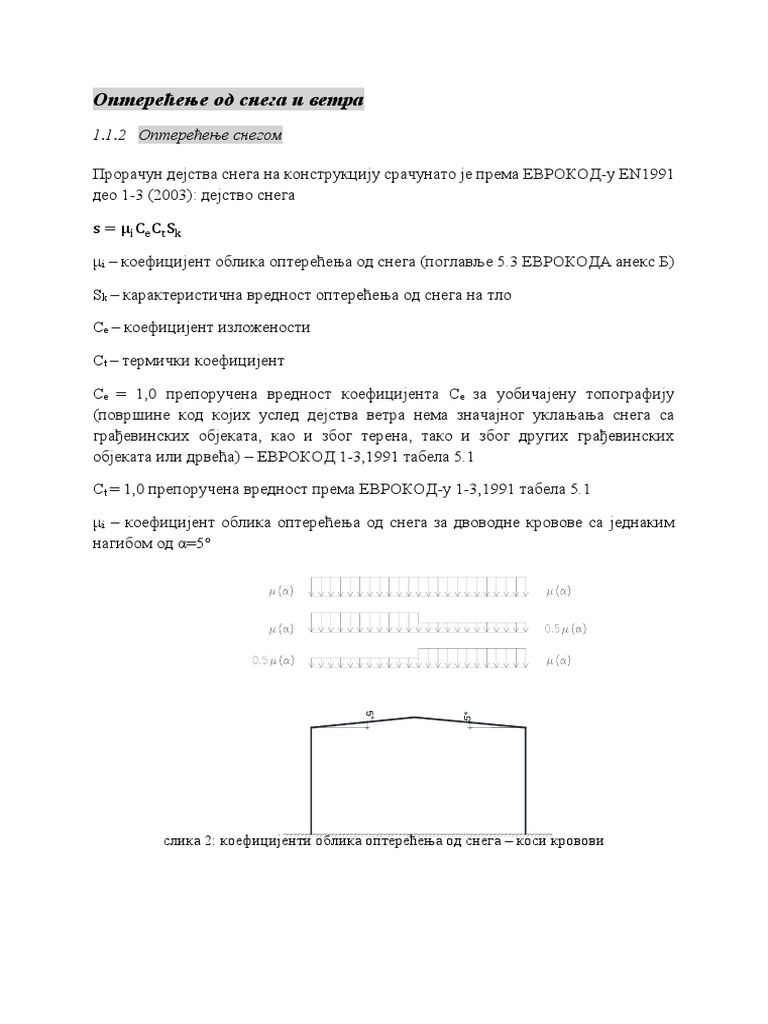 Drvene Konstrukcije 1 - Proracun Vetra I Snega, Kombinacije Opterecenja | PDF