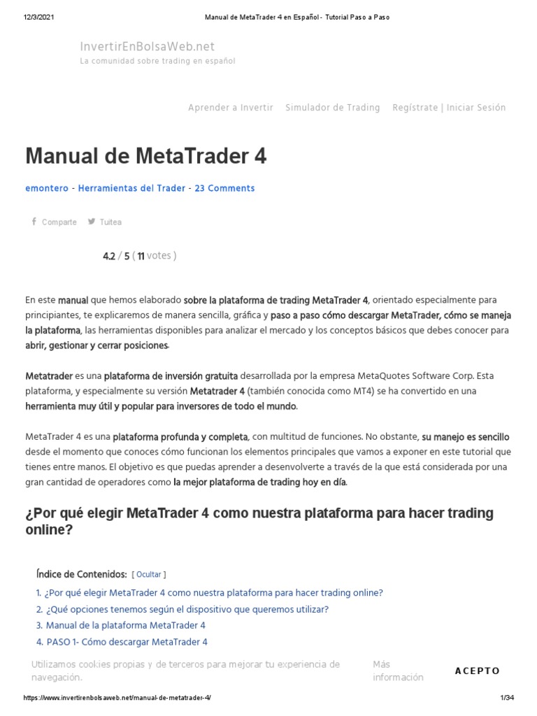 Manual de MetaTrader 4 en Español - Tutorial Paso A Paso | PDF | Software de la aplicacion ...