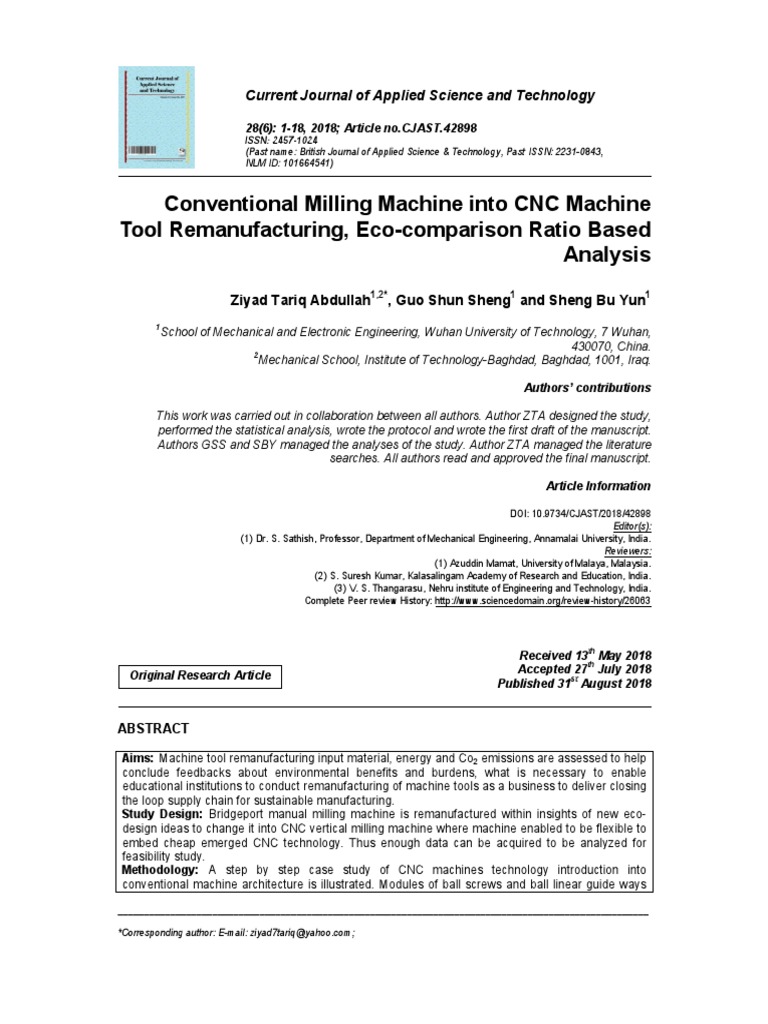 Conventional Milling Machine Into CNC Machine | PDF | Sustainability ...