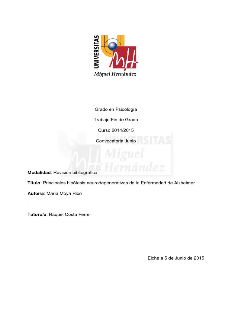 Moya Rico Maria | PDF | Enfermedad de Alzheimer | Medicina