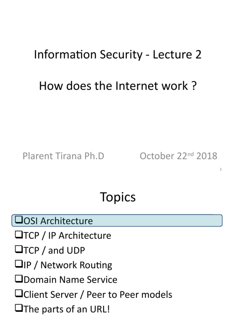 Information Security - Lecture 2 | PDF | Internet Protocol Suite ...