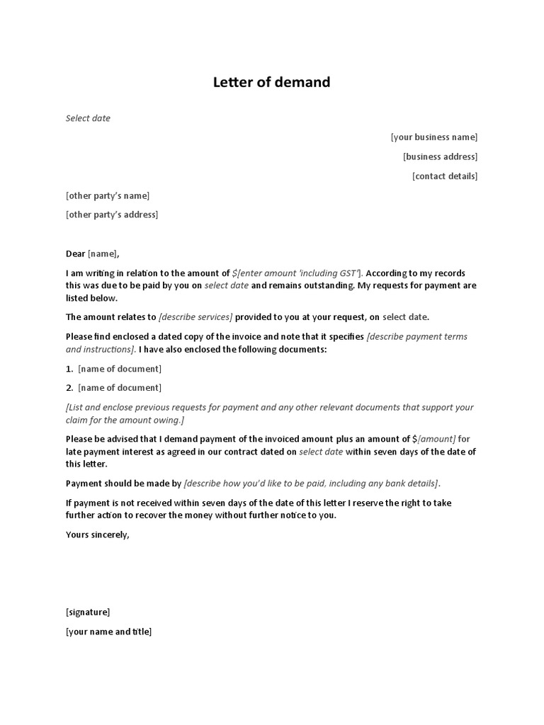 Letter of Demand Template 2 | PDF