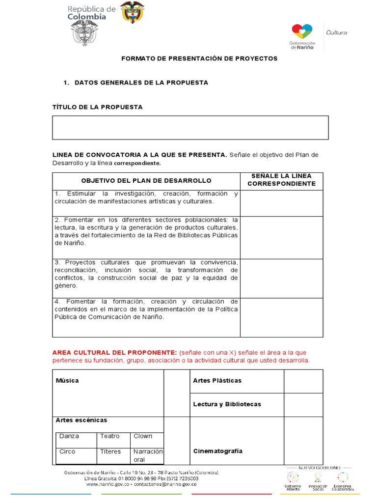 Formato para Presentacion de Proyectos | PDF | Presupuesto | Pagos