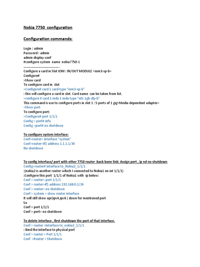 Nokia 7750 Configuration | PDF | Networking | Multiprotocol Label Switching