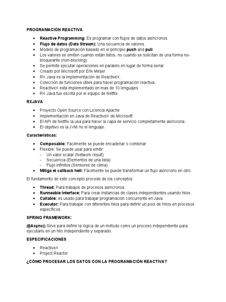 Programación Reactiva | PDF | Java (lenguaje de programación) | Hilo (Computación)