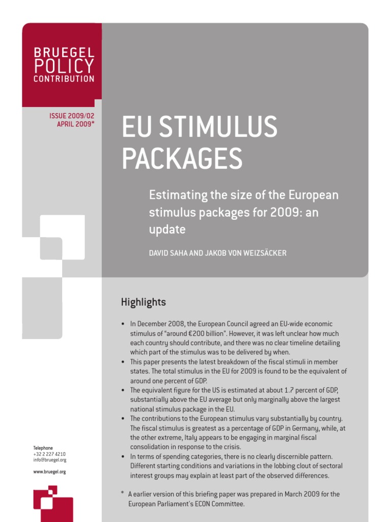 Eu Stimulus Packages: Policy | PDF | American Recovery And Reinvestment ...