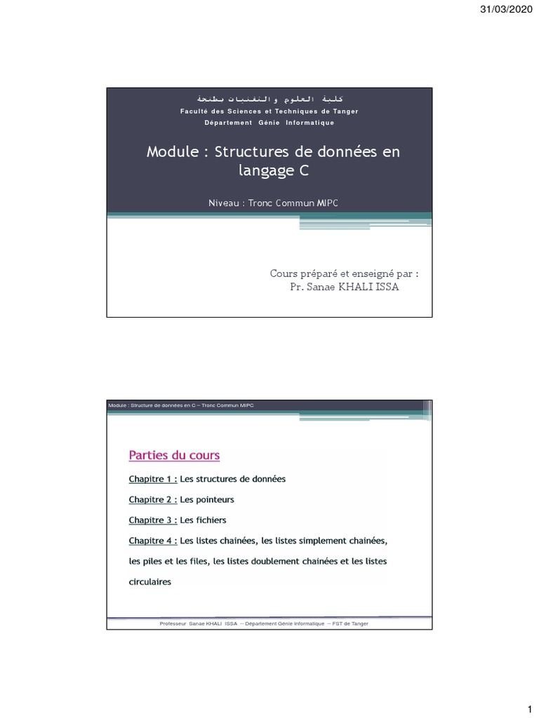 Structures de Données en c V3 | PDF | Pointeur (programmation) | Variable (informatique)