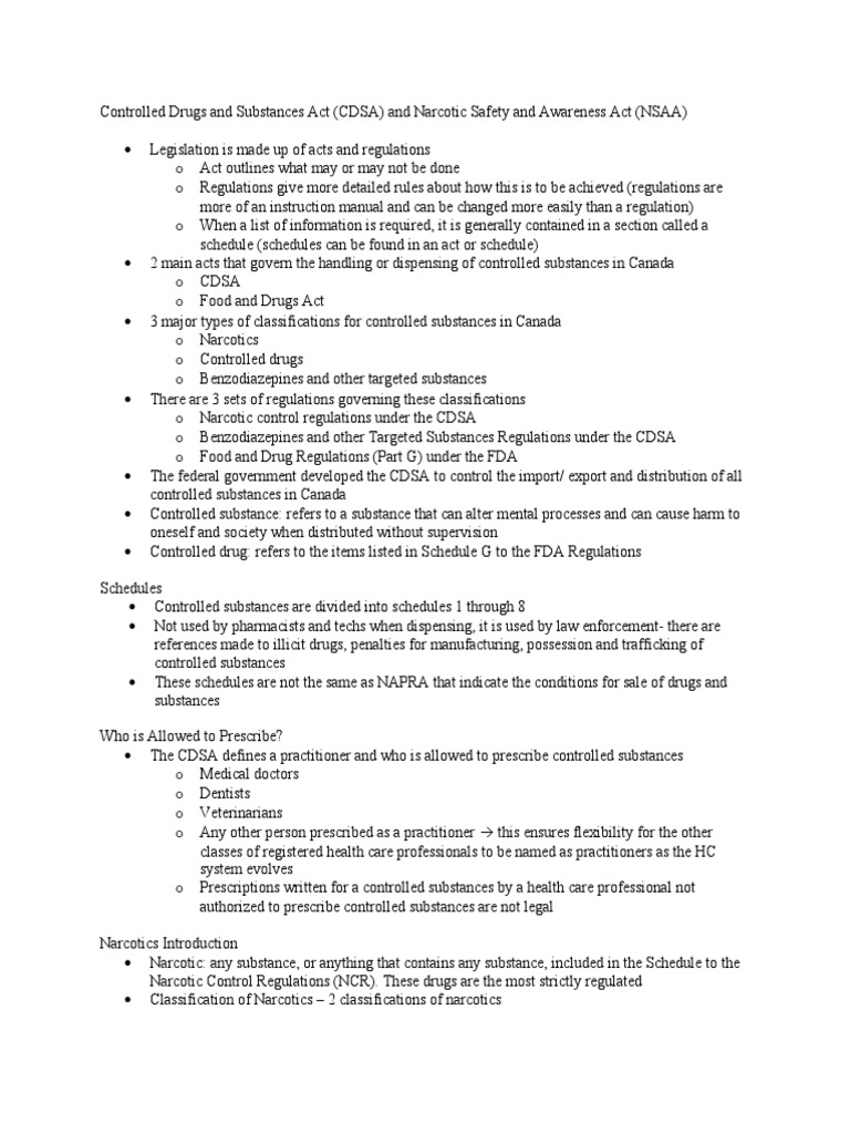 Controlled Drugs and Substances Act | PDF | Medical Prescription ...