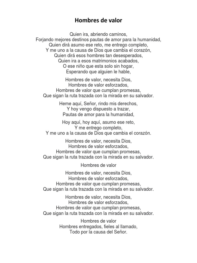 Letra Hombre de Valor | PDF