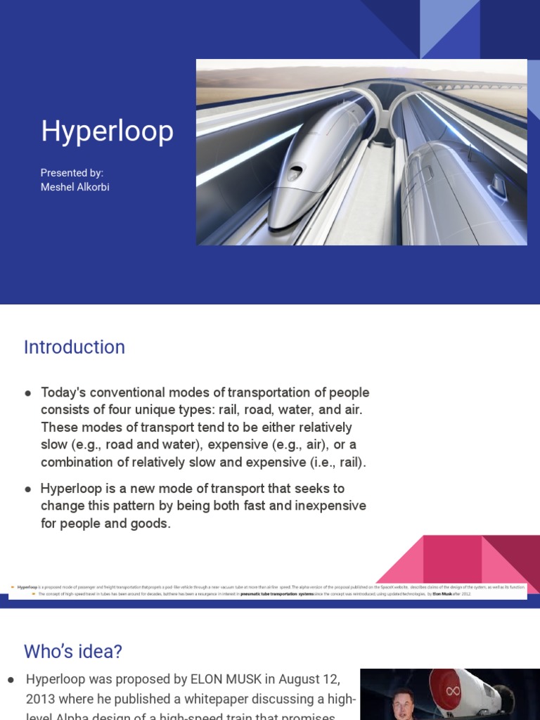 Hyperloop: Presented By: Meshel Alkorbi | PDF | Hyperloop | Physical Quantities