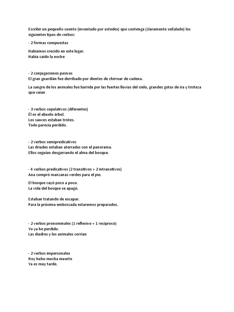 Cuento de Verbos | PDF