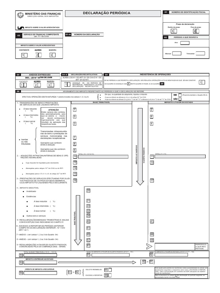 Declaracao IVA | PDF | Imposto sobre Valor Agregado (IVA) | Comércio