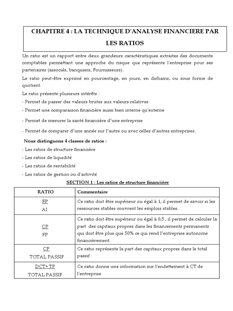 Chapitre 4 | Download Free PDF | Ratio financier | Capitaux propres