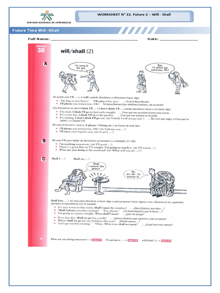 Worksheet 22 - Future 2 Will - Shall | PDF | Art | Technology & Engineering