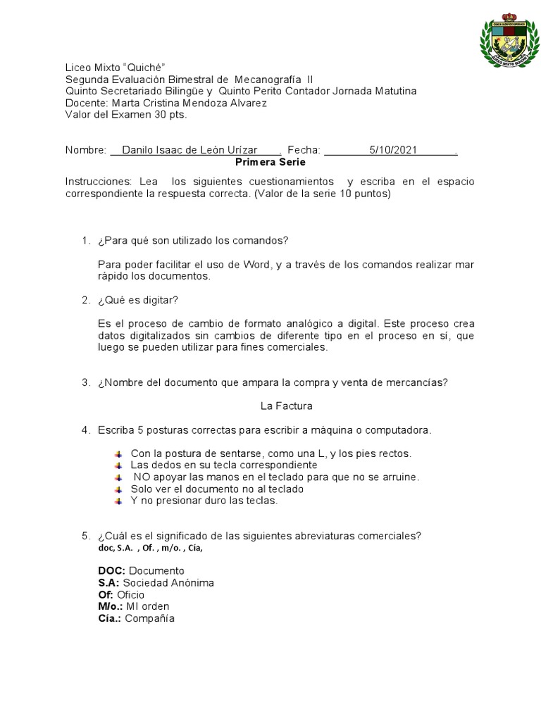 Examen de Mecanografía II JM | PDF
