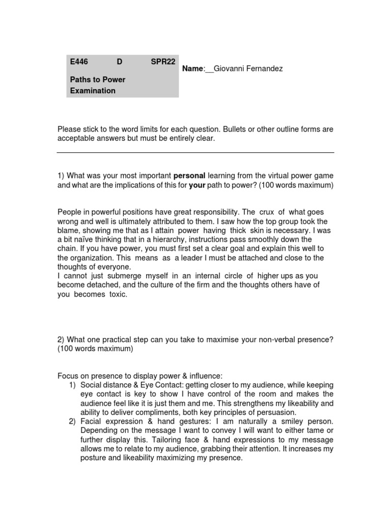 Paths To Power Examination Paper Virtual February 2022 | PDF | Witness ...