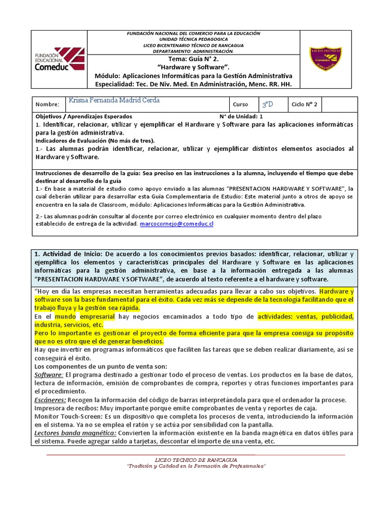 Guía 2, Aut. de Ref., Aplicaciones Informaticas 3d | PDF | Hardware de ...