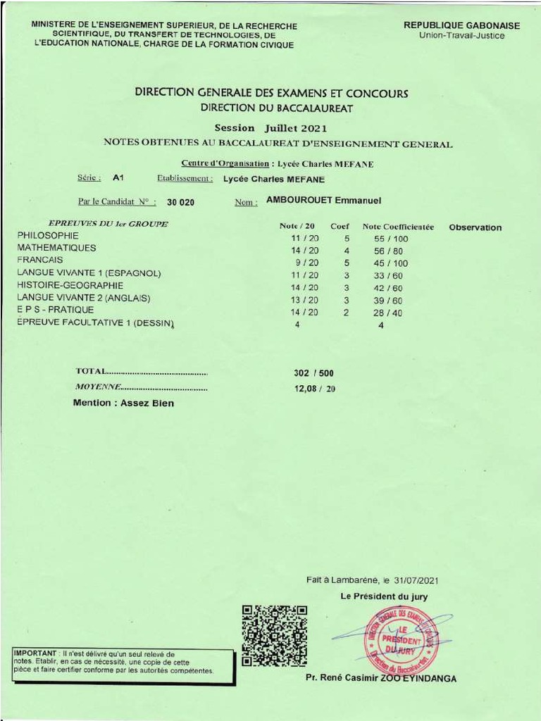 T0qrux Releve Notes Bac | PDF