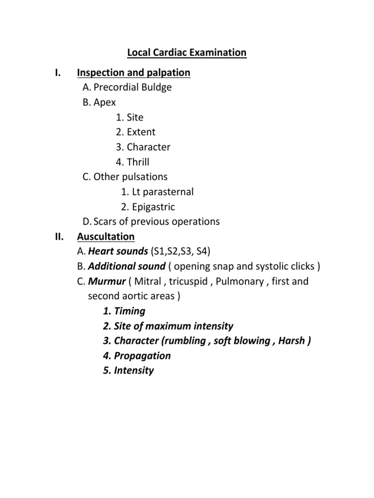 Local Cardiac Examination | PDF