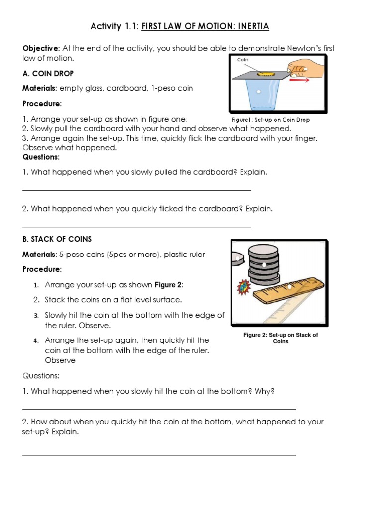 Activity 1.1: First Law of Motion: Inertia:: Figure1: Set-Up On Coin ...