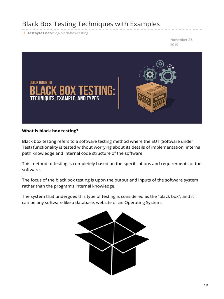Black Box Testing Techniques With Examples | PDF | Software Testing ...