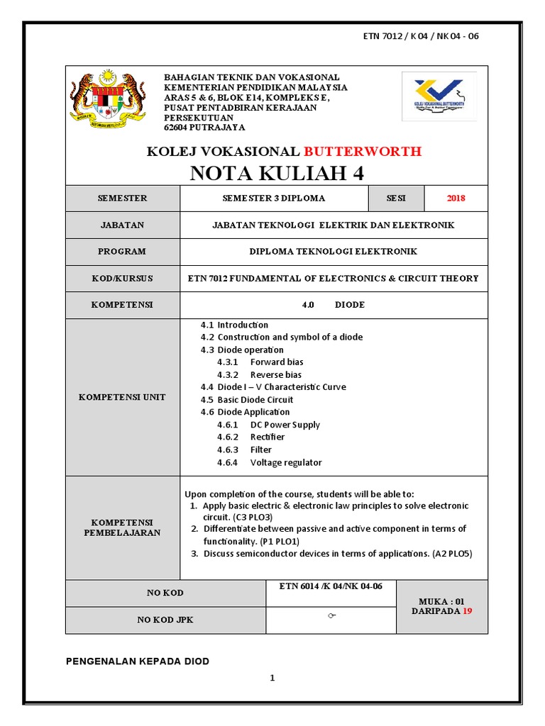 Nota Kuliah 4 Diode | PDF