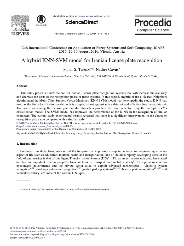 A Hybrid KNN-SVM Model For Iranian License Plate Recognition | PDF ...