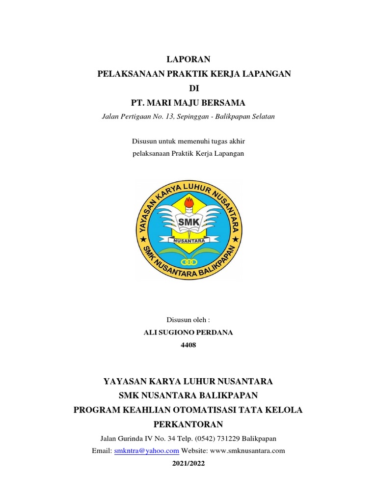 Contoh Cover Dan Lembar Pengesahan PKL 2022 | PDF