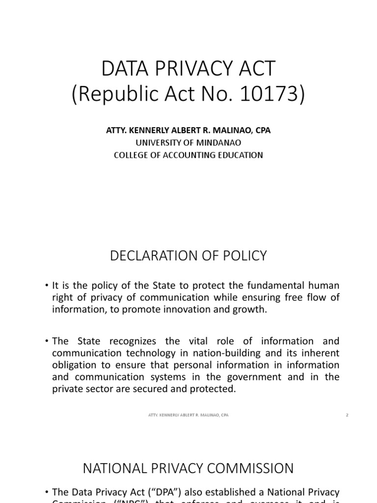 An Analysis of the Scope and Applicability of the Philippine Data ...