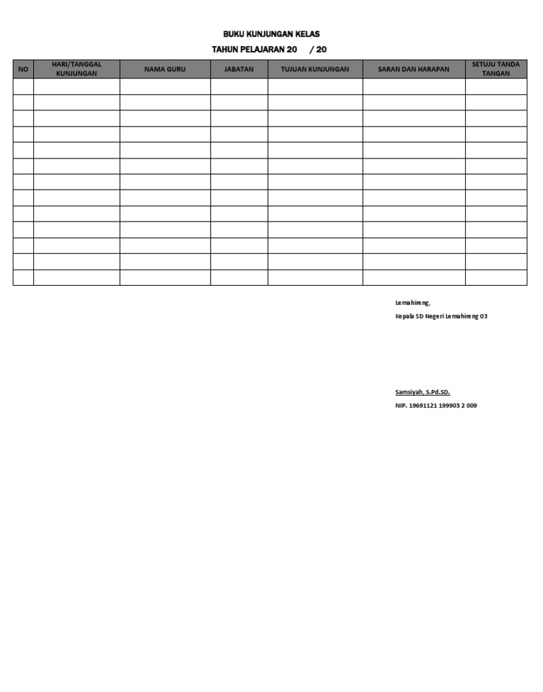 Buku Kunjungan Kelas | PDF