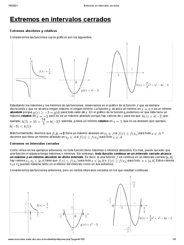 2 Extremos en Intervalos Cerrados | PDF | Intervalo (Matemáticas ...