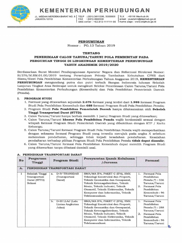 Polbit Kemenhub 2019-2020 | PDF