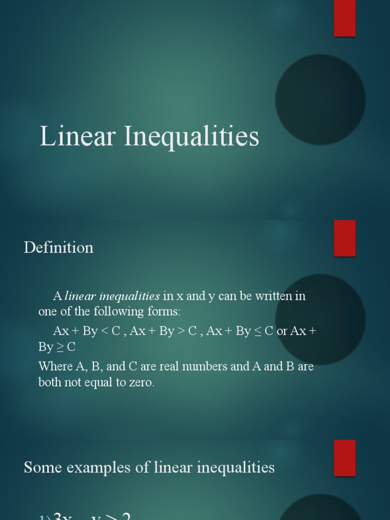 Understanding Linear Inequalities | PDF | Equations | Mathematical ...
