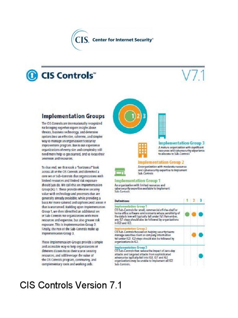 CIS Controls Version 7.1 Mapping To Implementation Groups | PDF | Information Security ...
