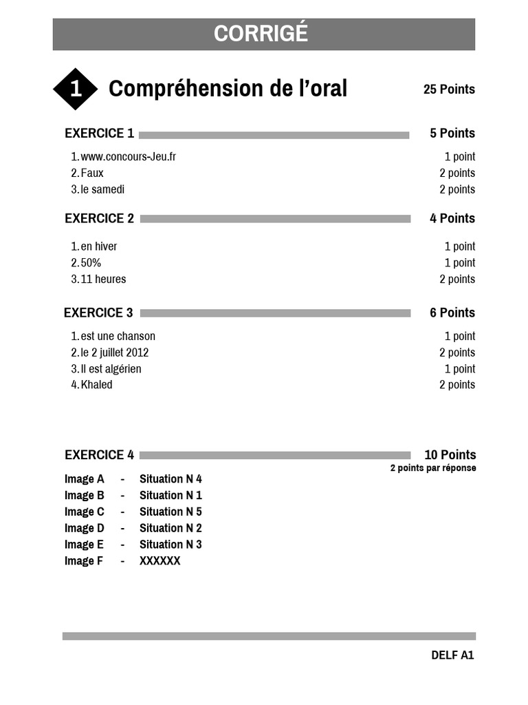 Corrige Delf A1 Sample Paper 5 Answers | PDF | Ouverture (échecs) | Échecs