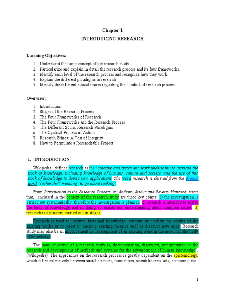 Chapter 1 - Introducing Research | PDF | Data | Theory