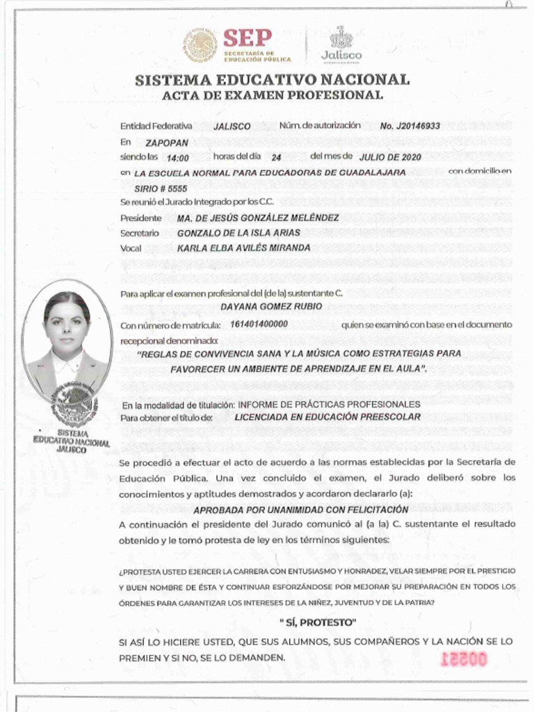 Acta de Examen | PDF