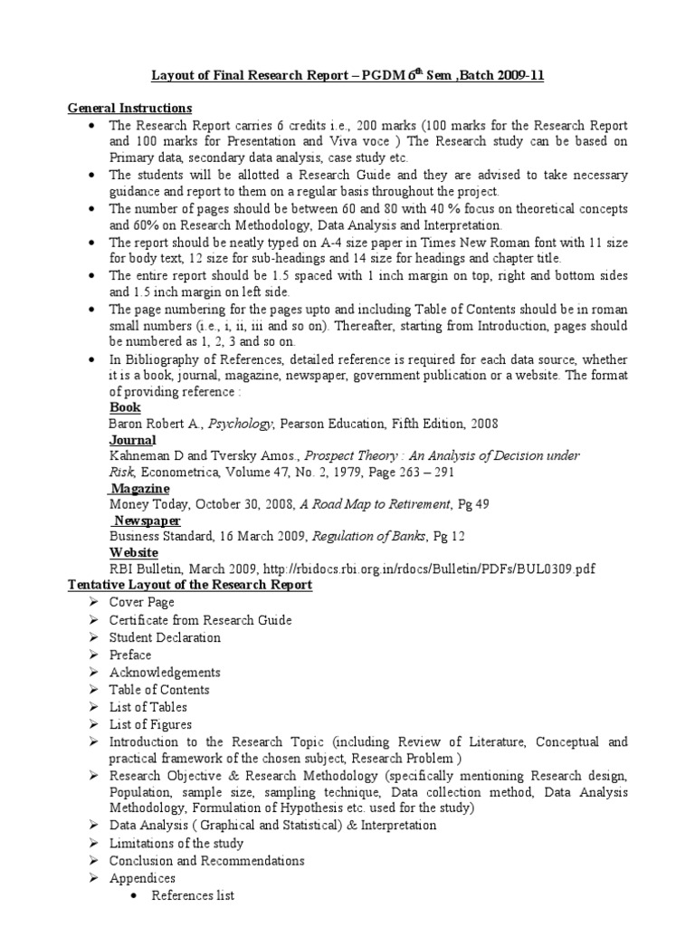 Tentative Layout of The Research Report | PDF | Research Methods | Science