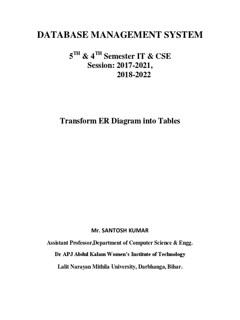 Database Management System: 5 & 4 Semester IT & CSE Session: 2017-2021, 2018-2022 | PDF ...